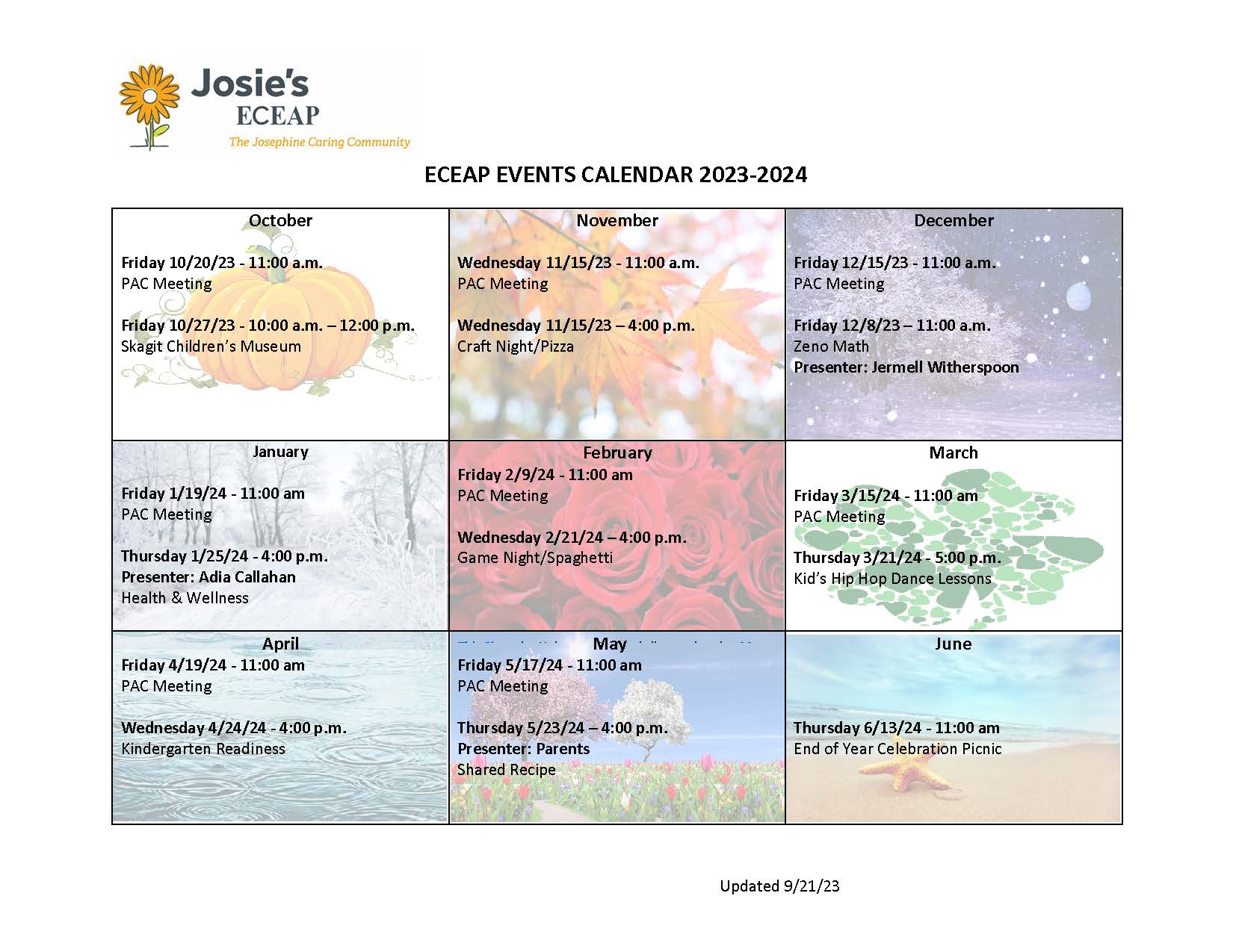 Events for The Whole Family All Year Long – Josie's ECEAP